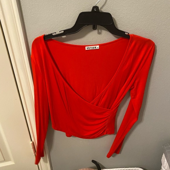 Tops | Red Wrap Top | Poshmark